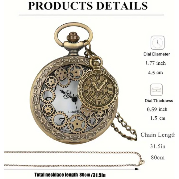 Quartz | Accessories | Steampunk Pocket Watch Bronze Railroad Clock ...